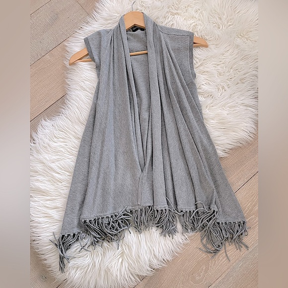 Central Park West | Sweaters | Central Park West Gray Fringe Duster ...
